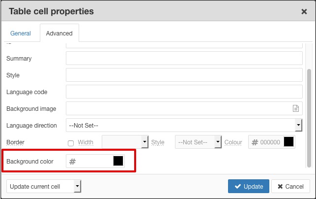 Add Background Color To Table Cell