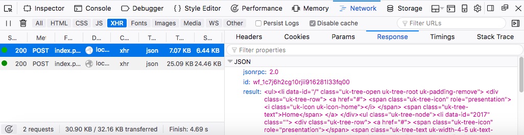 The server returned an invalid JSON response.